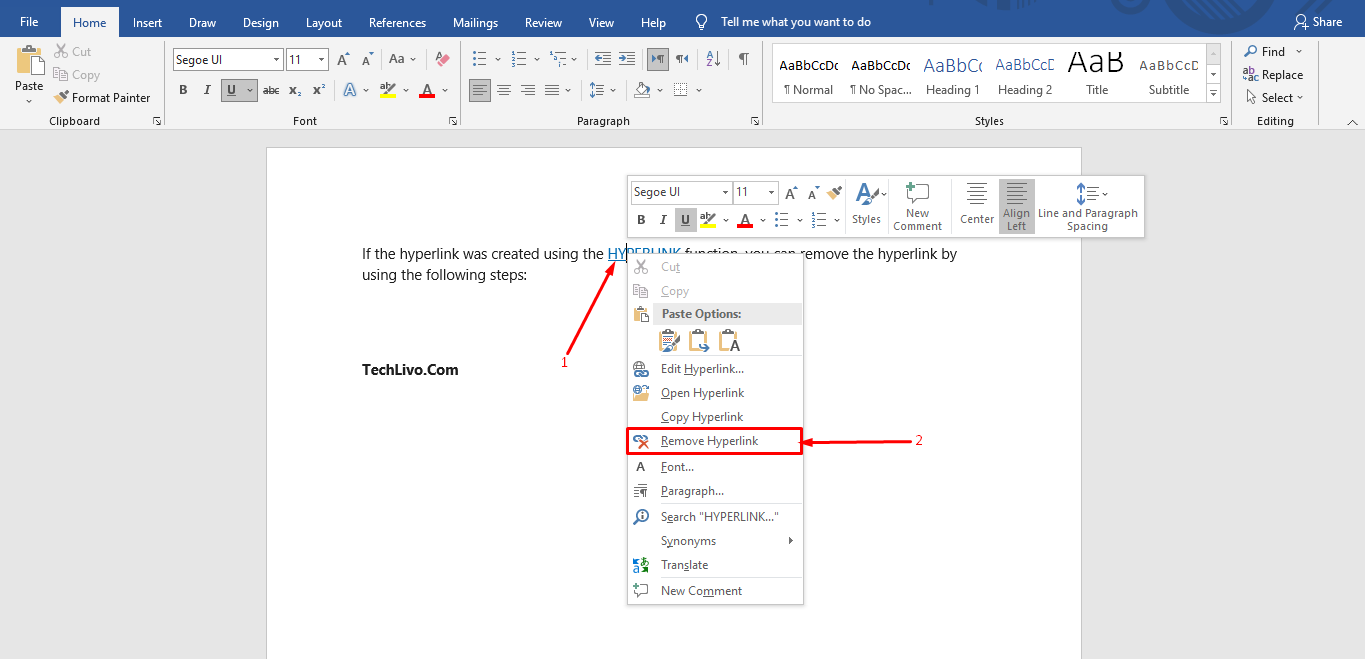 Remove Hyperlinks in MS Word in few Clicks + Shortcut Keys