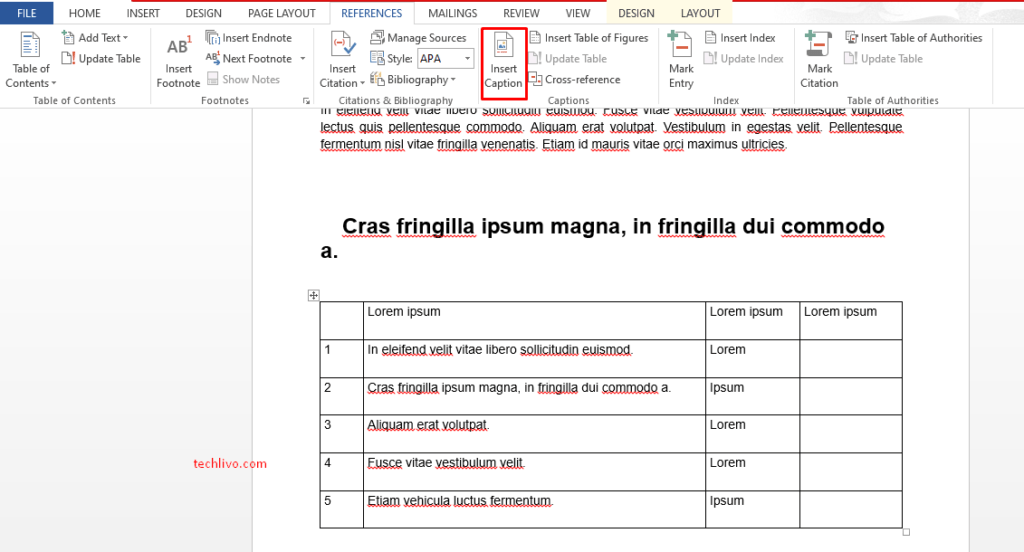 How To Do List Of Tables In Word